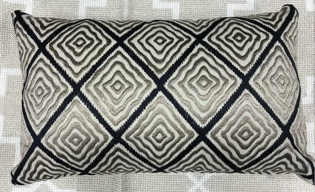 Rectangular taupe and black patterned cushion cover | Home Essentials
